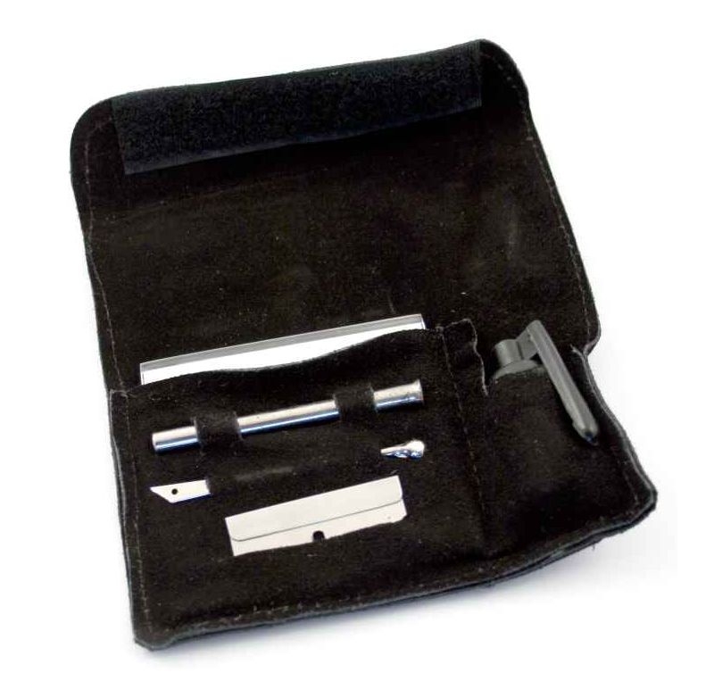 large suede snorting pouch kit tube mirror spoon bottle